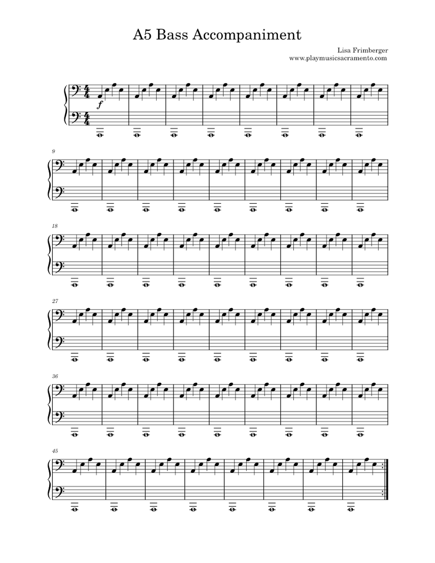 A5 LH Bass Accompaniment Sheet Music for Piano (Solo) Easy | MuseScore.com