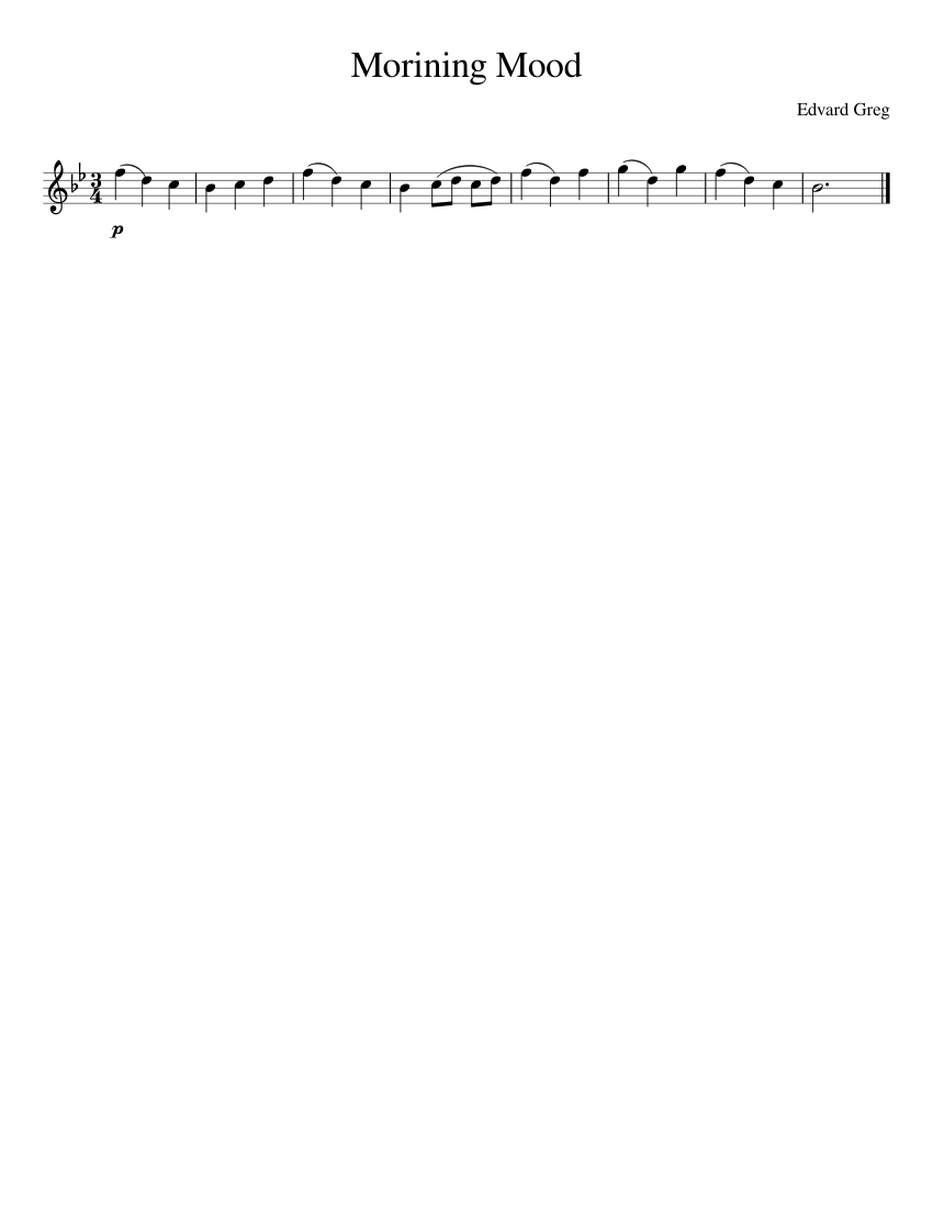 Morning Mood Sheet music for Flute (Solo) | Musescore.com