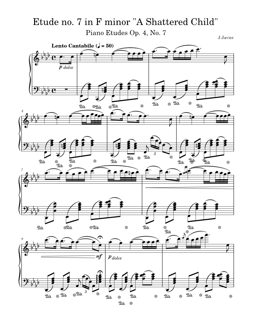 Etude no. 7 in F minor "A Shattered Child" Sheet music for Piano (Solo ...