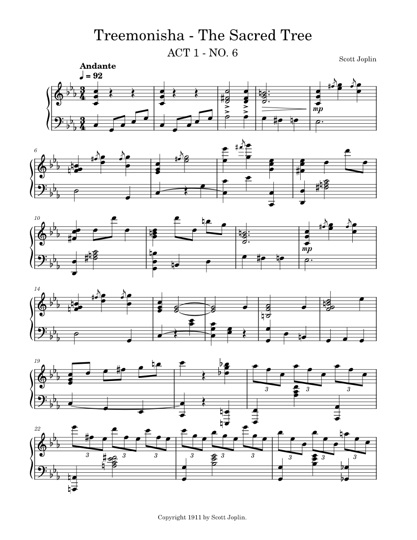 Treemonisha - The Sacred Tree (ACT 1 - NO. 6) by Scott Joplin (1911 ...