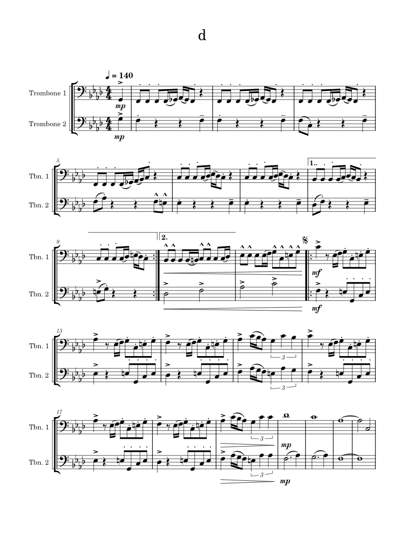 d Sheet music for Trombone (Brass Duet) | Musescore.com