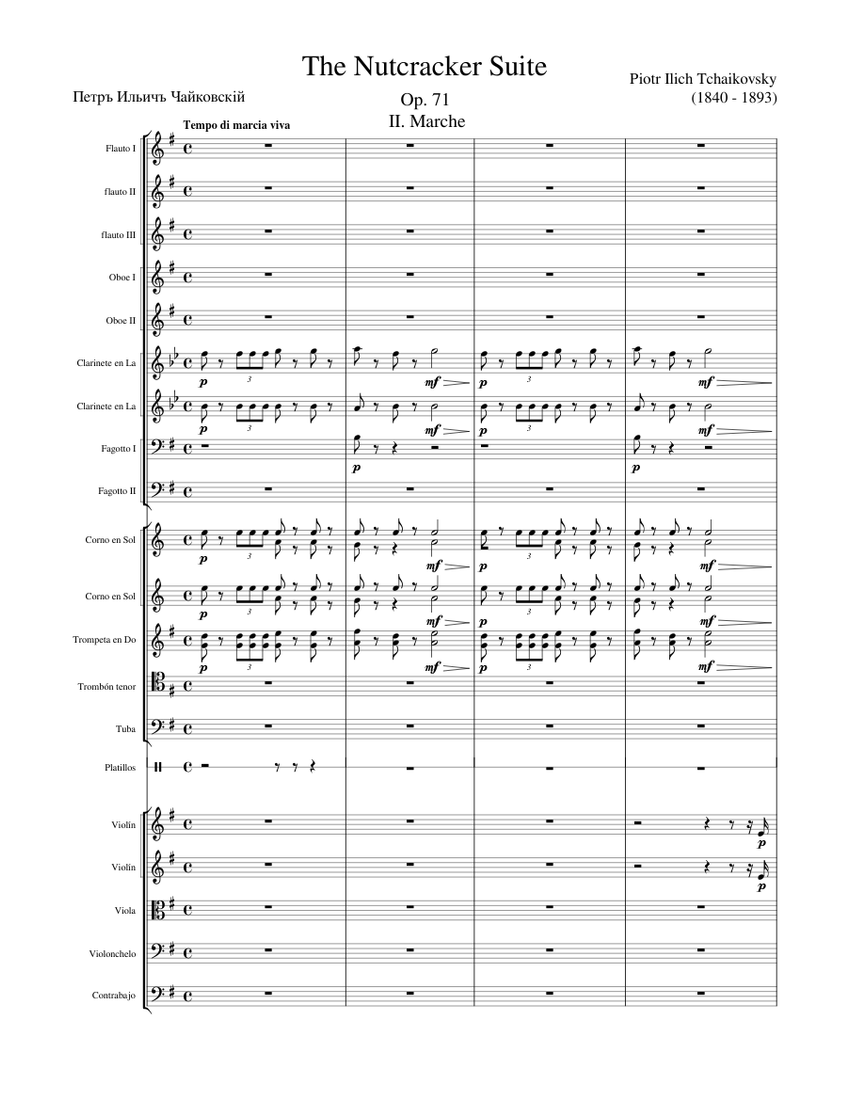 The Nutcracker, Op. 71, March – Pyotr Ilyich Tchaikovsky Sheet Music ...