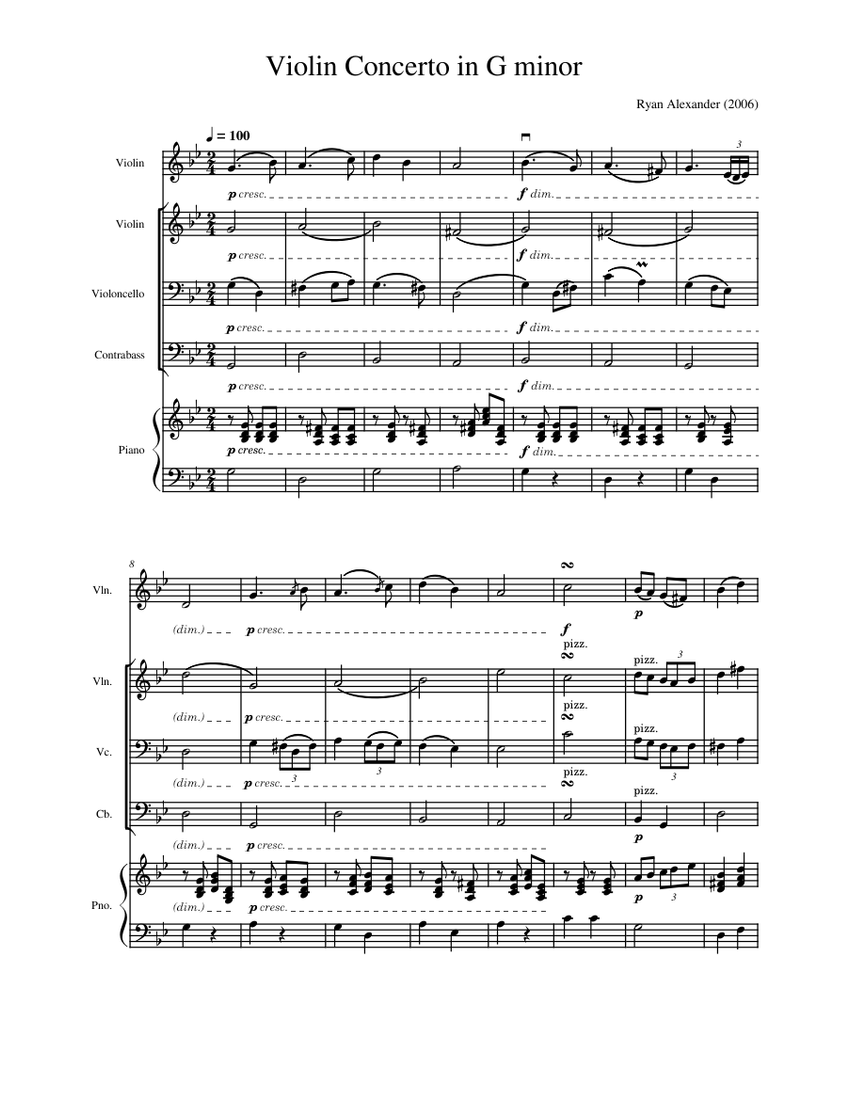 GCSE COMPOSITION ATTEMPT 7 - FINAL Sheet music for Piano, Contrabass ...