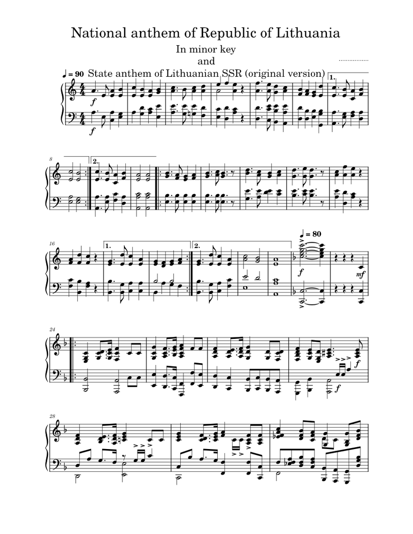Anthems – Misc National anthem of Republic of Lithuania and Lietuvos ...