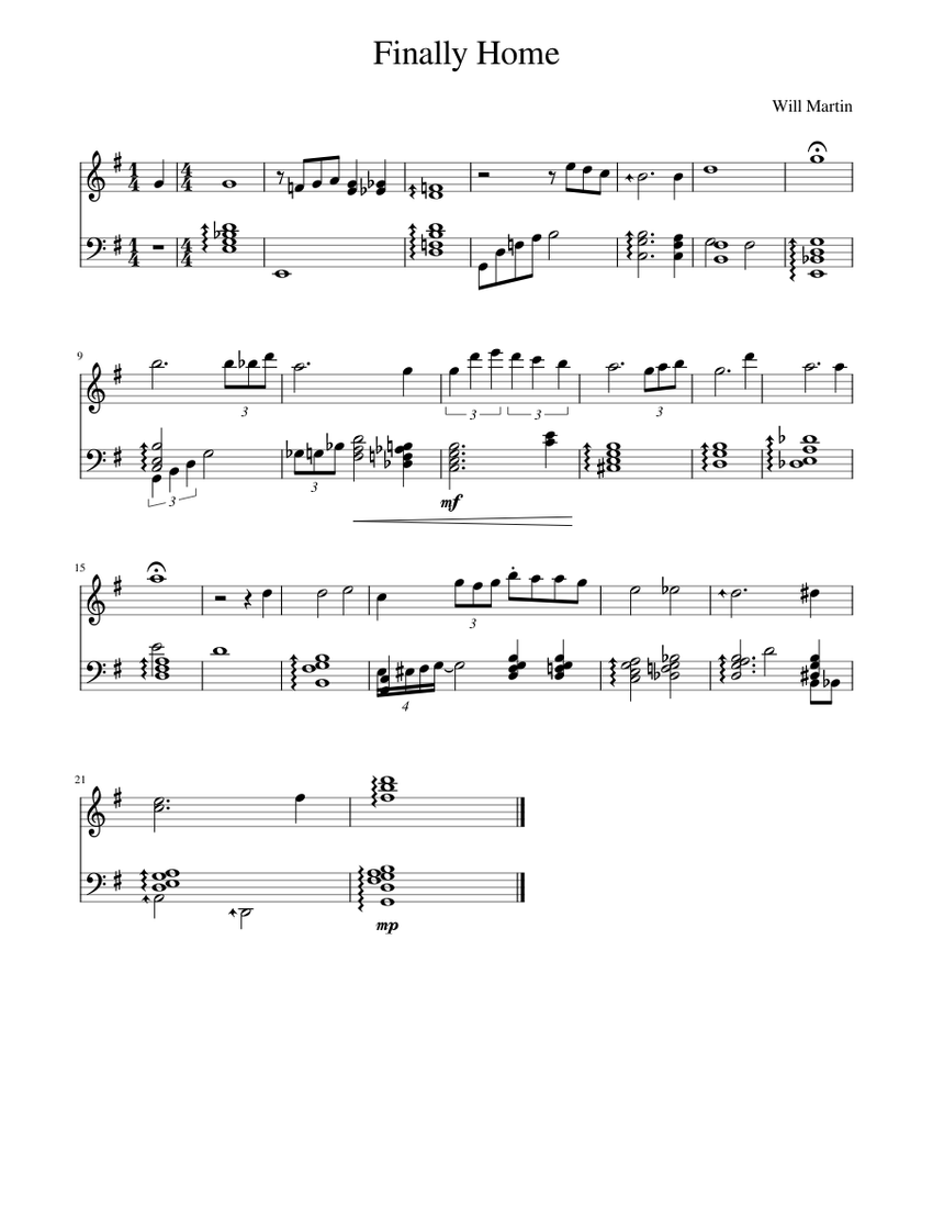 Finally Home Sheet music for Piano (Solo) Easy | Musescore.com