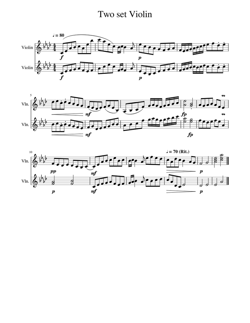 Two set Violin Sheet music for Violin (String Duet) | Musescore.com