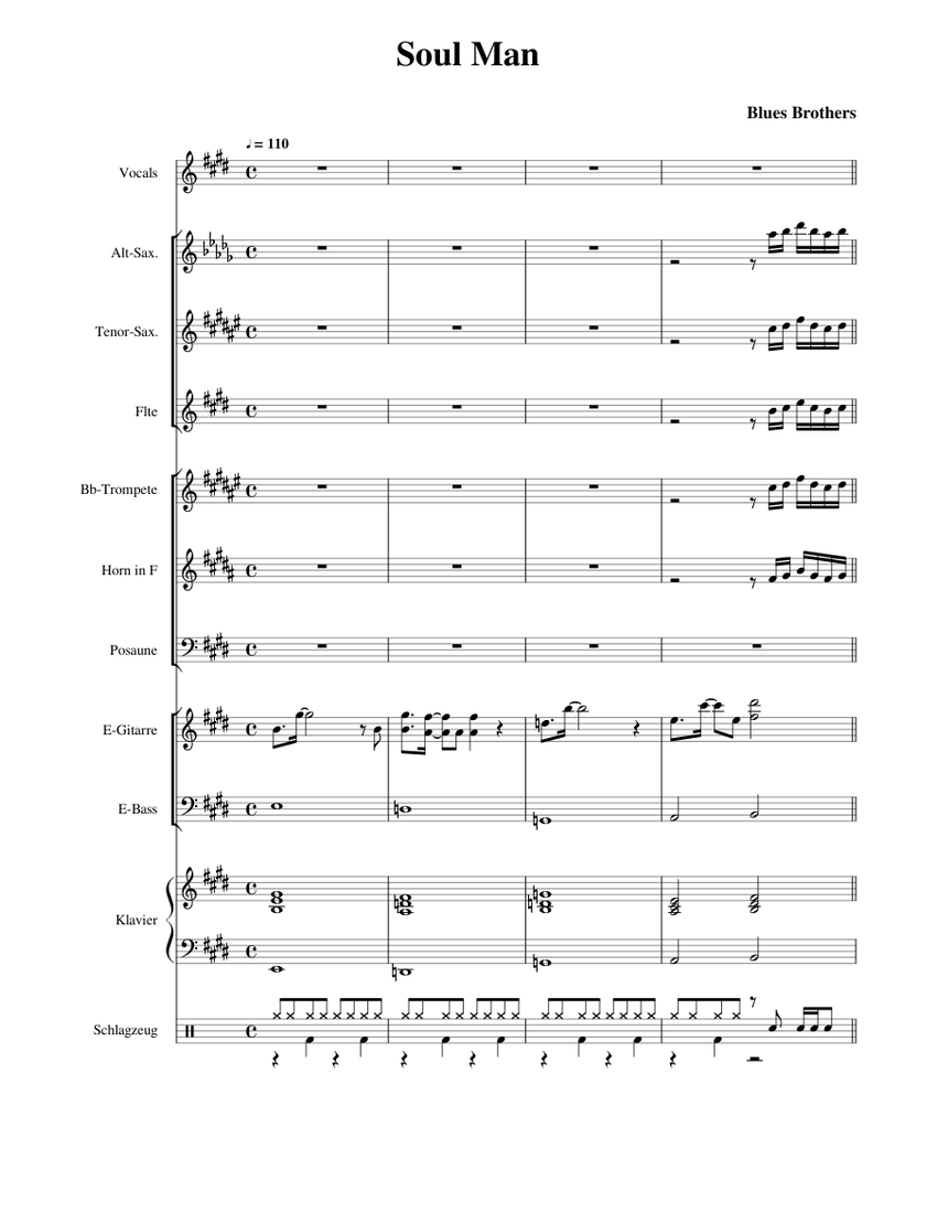 Soul Man Sheet Music with Chords for Vocals, Drum group (Jazz Band ...