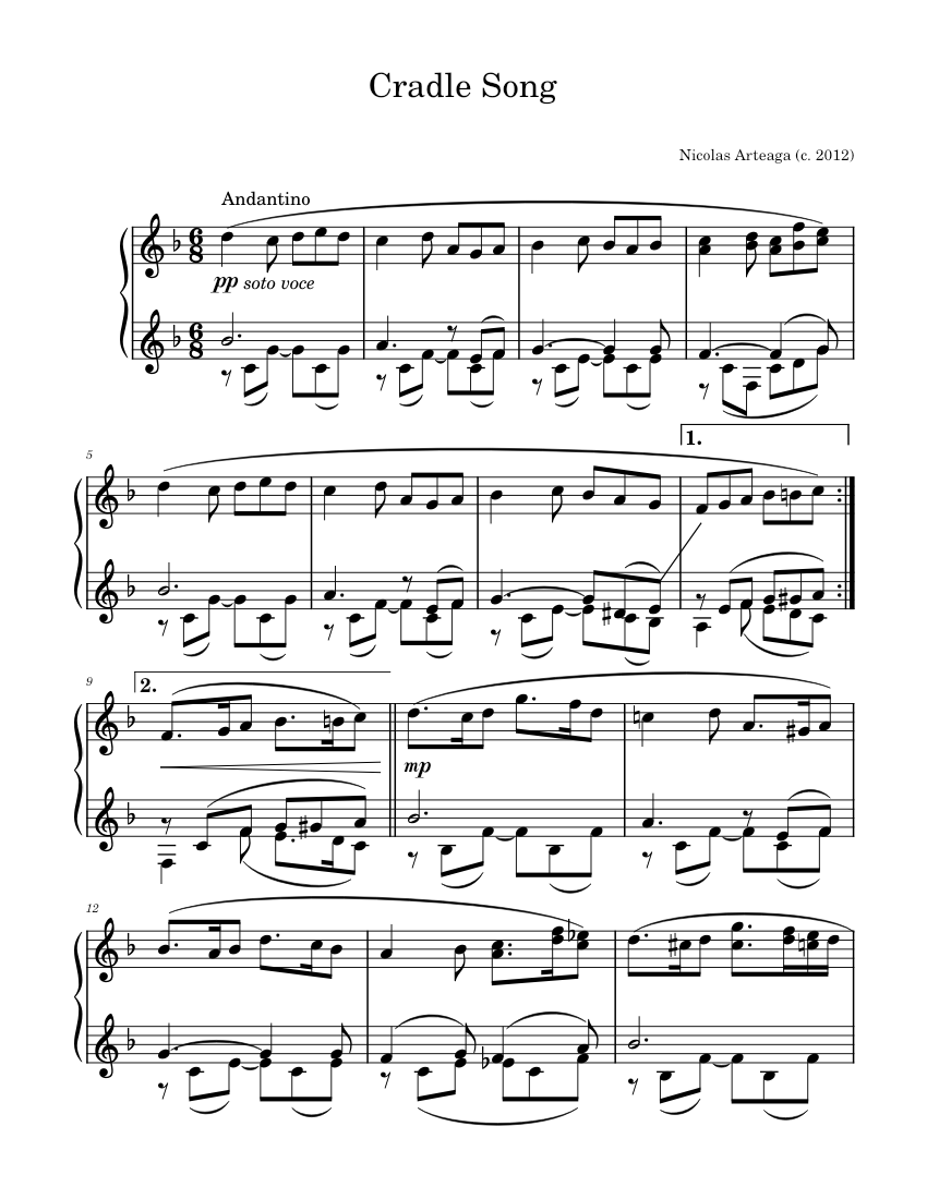 Cradle Song Sheet music for Piano (Solo) | Musescore.com