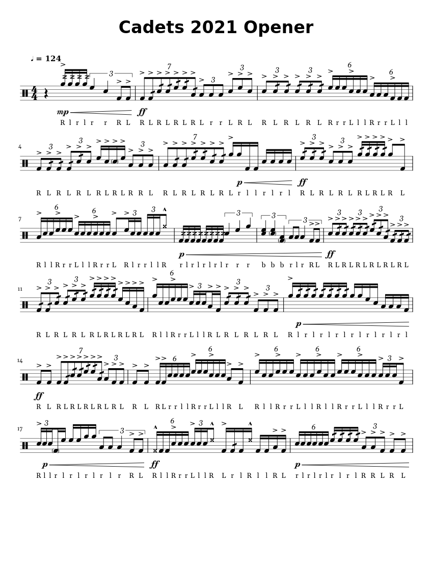 Cadets_2021_Opener Sheet music for Tenor drum (Solo) | Musescore.com
