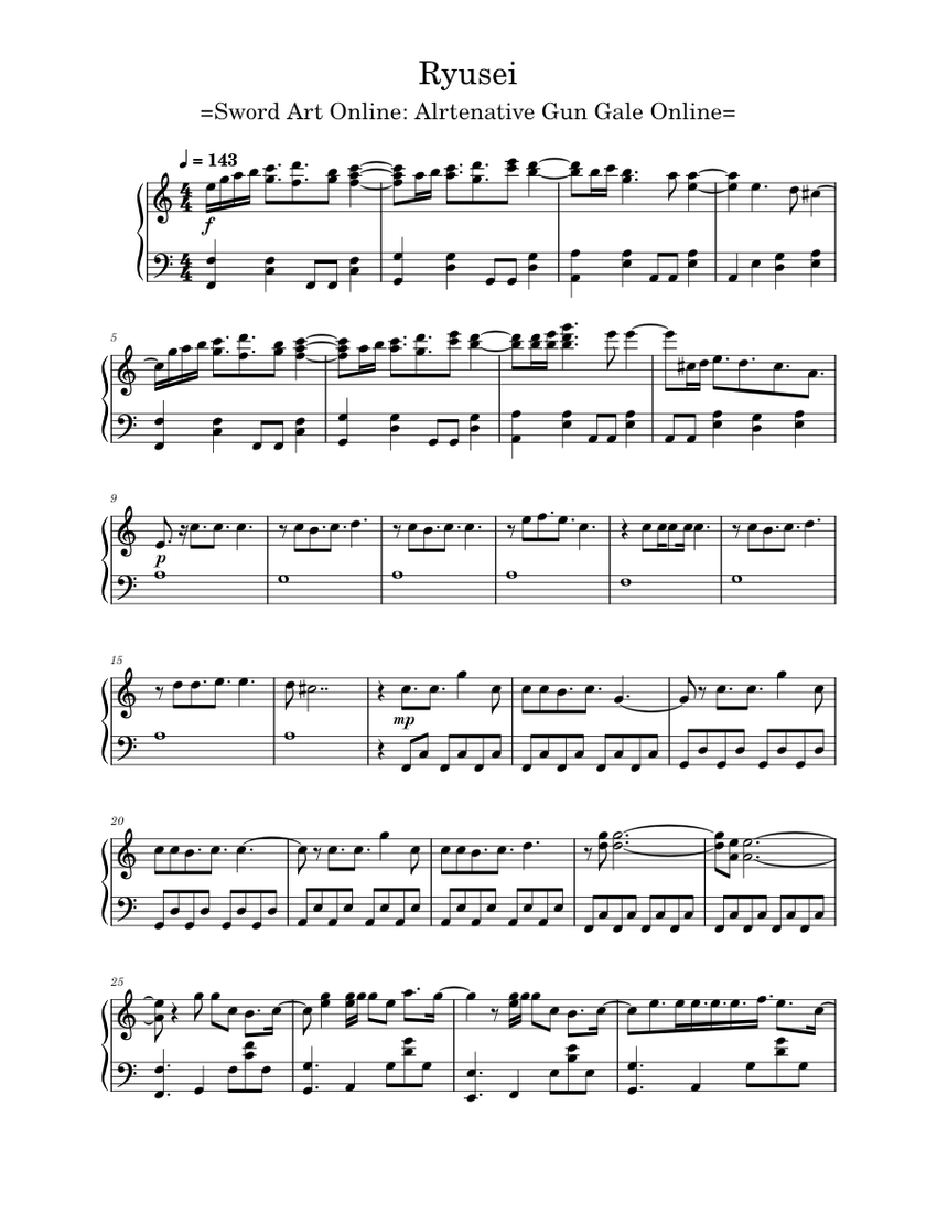 Ryusei-Eir Aoi Sheet music for Piano (Solo) | Musescore.com