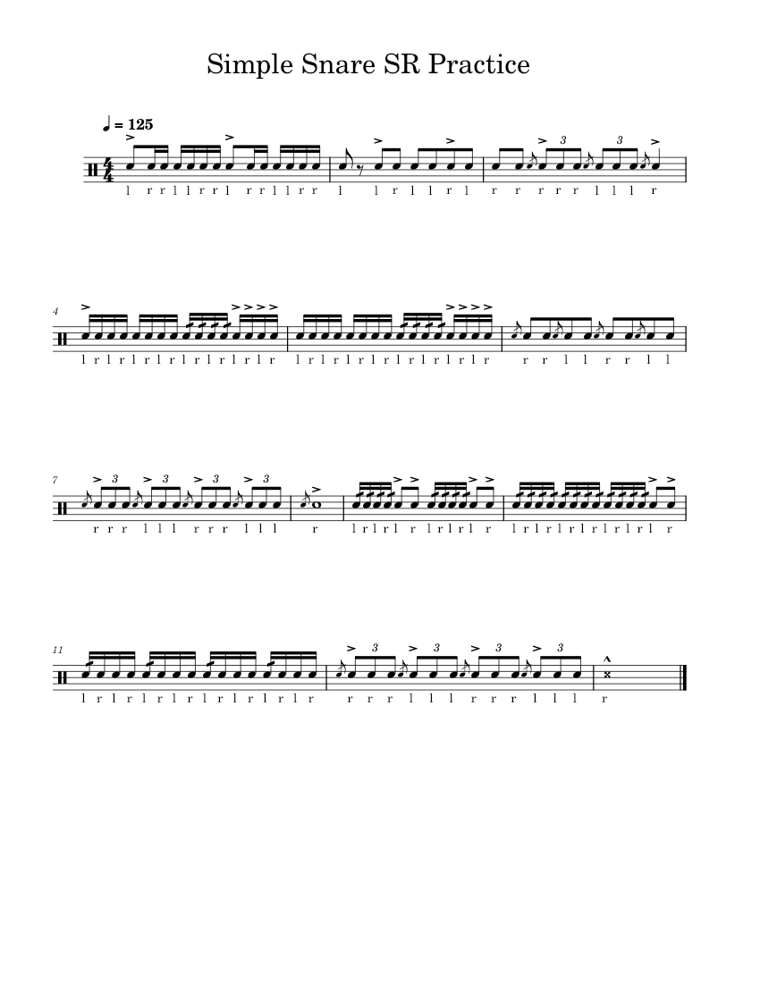 Simple Snare SR Practice Sheet Music for Snare drum (Solo) | MuseScore.com