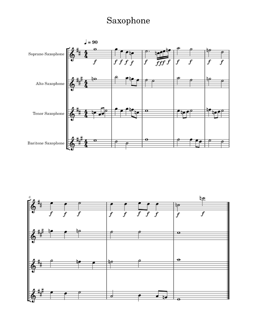 Saxophone Quartet Sheet music for Saxophone alto, Saxophone tenor ...
