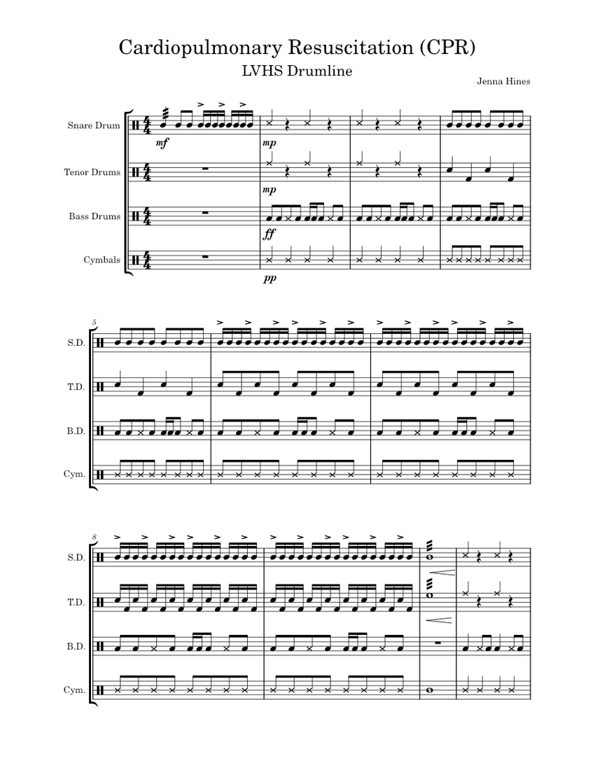 CPR - Jenna Hines, Matt Gray Sheet music for Snare drum, Crash, Tenor ...