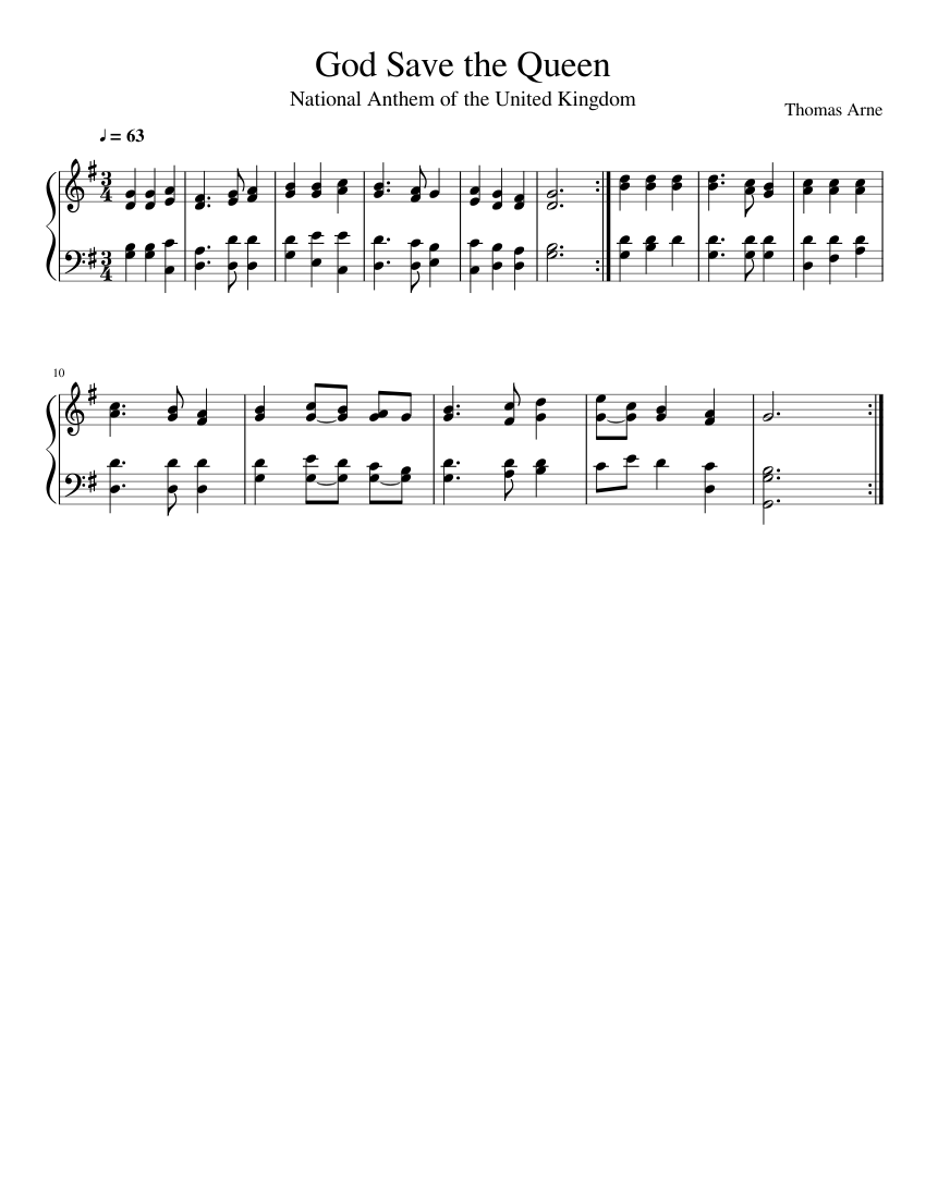 God Save the Queen Sheet music for Piano (Solo) Easy | Musescore.com