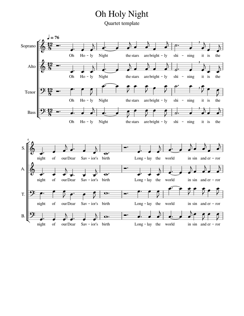 Oh Holy Night - SATB Best Blended Version Sheet music for Soprano, Alto ...