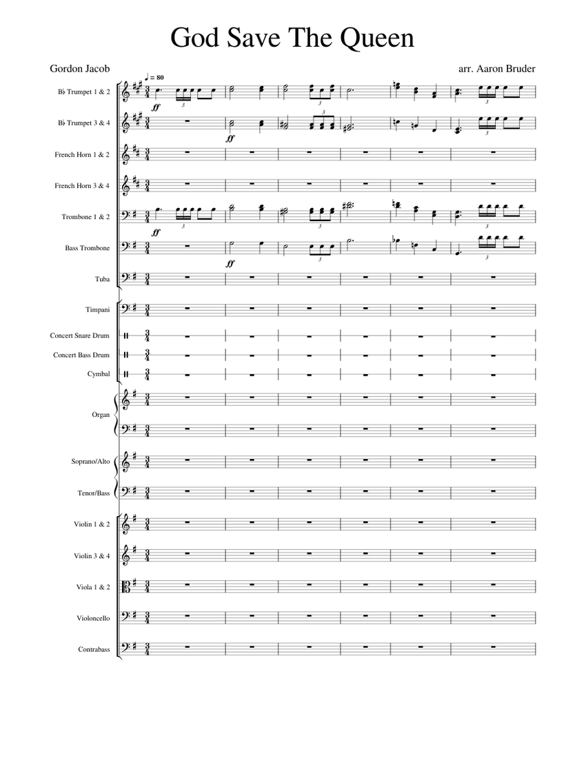 God Save The Queen Sheet Music for Trombone, Organ, Tuba, Baritone ...