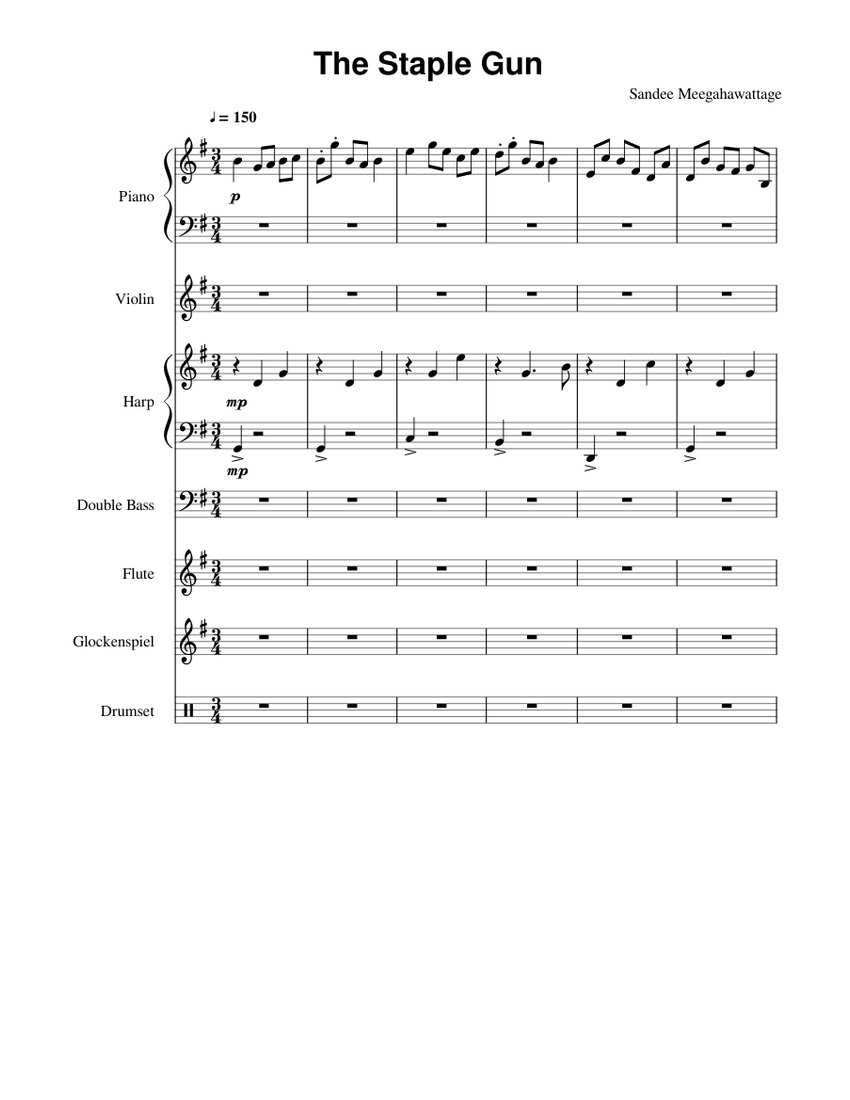 Minuet in G – Johann Sebastian Bach Sheet music for Piano, Flute ...
