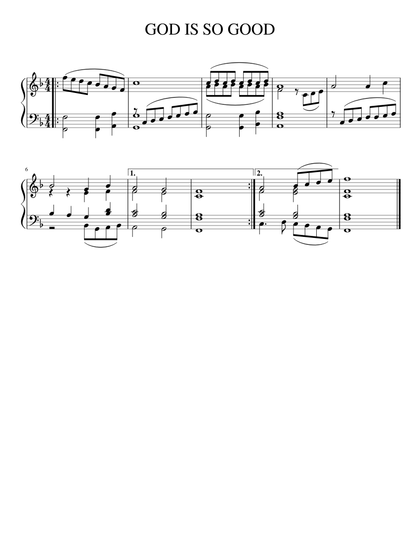 GOD IS SO GOOD Sheet Music for Piano (Solo) easy | MuseScore.com