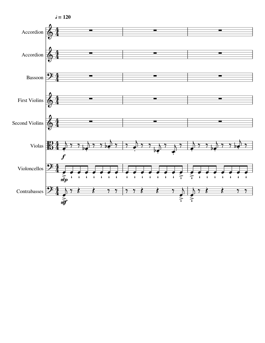 Laboratory Sheet Music for Accordion, Bassoon, Strings group (Symphony ...