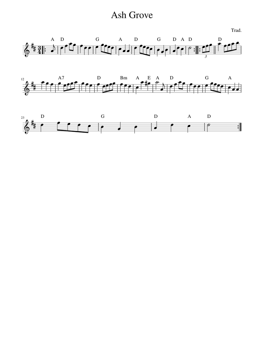 Traditional music - Ash Grove Sheet music for Piano (Solo) | Musescore.com