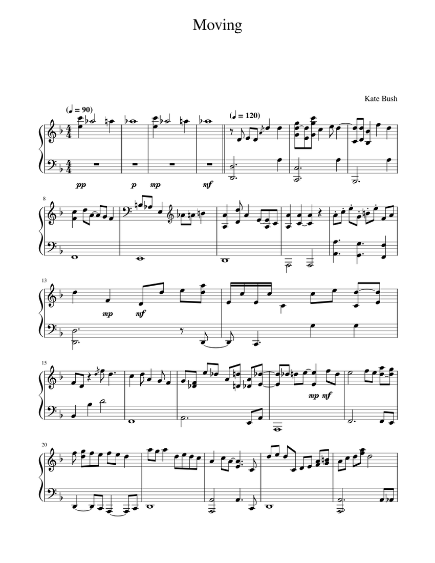 Moving – Kate Bush Sheet Music for Piano (Solo) | MuseScore.com