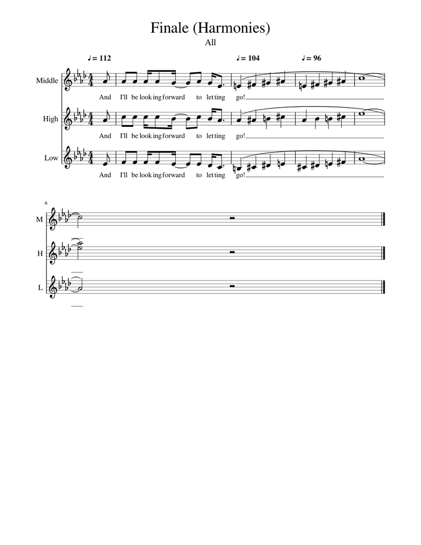 Finale (Harmonies): All Sheet music for Piano (Mixed Trio) | Musescore.com