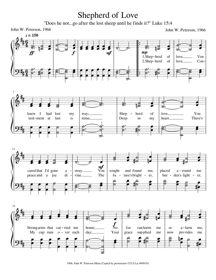 Shepherd of Love Sheet music for Piano (Solo) | Musescore.com