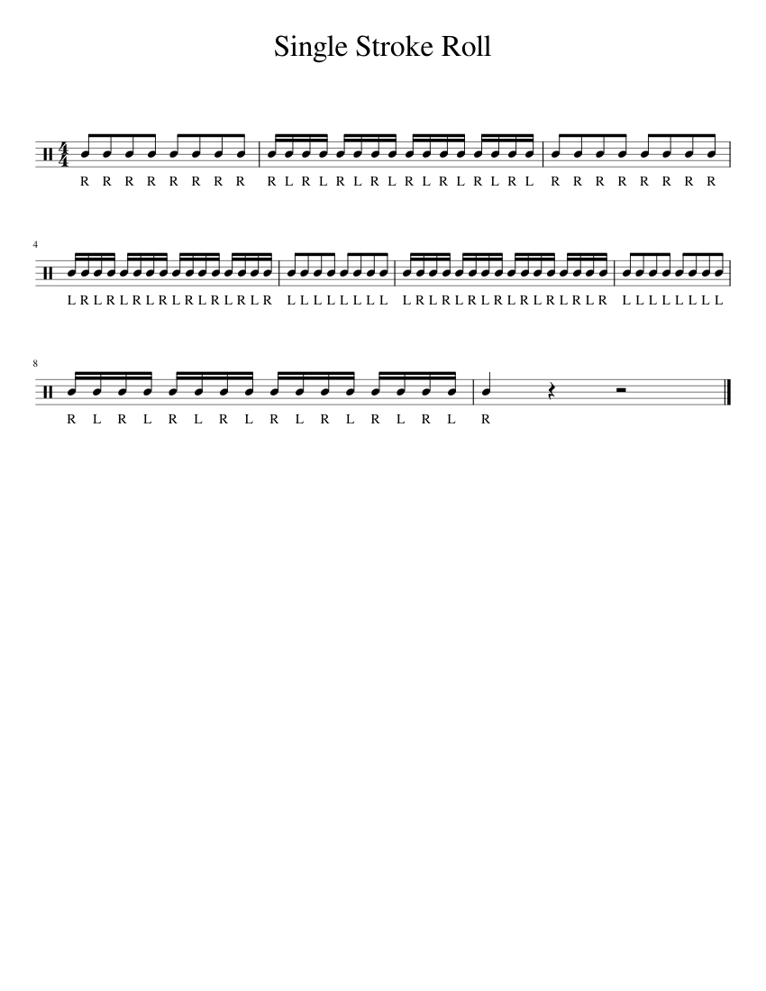 Single Stroke Roll Sheet music for Snare drum (Solo) | Musescore.com