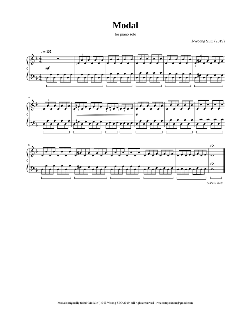 Modal Sheet music for Piano (Solo) Easy | Musescore.com