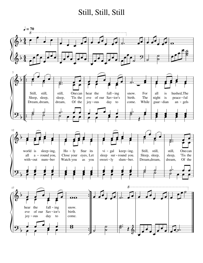 Still, Still, Still Sheet Music for Piano (SATB) Easy | MuseScore.com