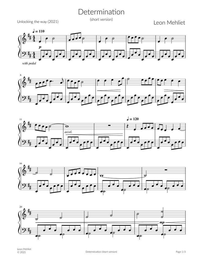 Determination (short version) - Leon Mehliet Sheet music for Piano ...