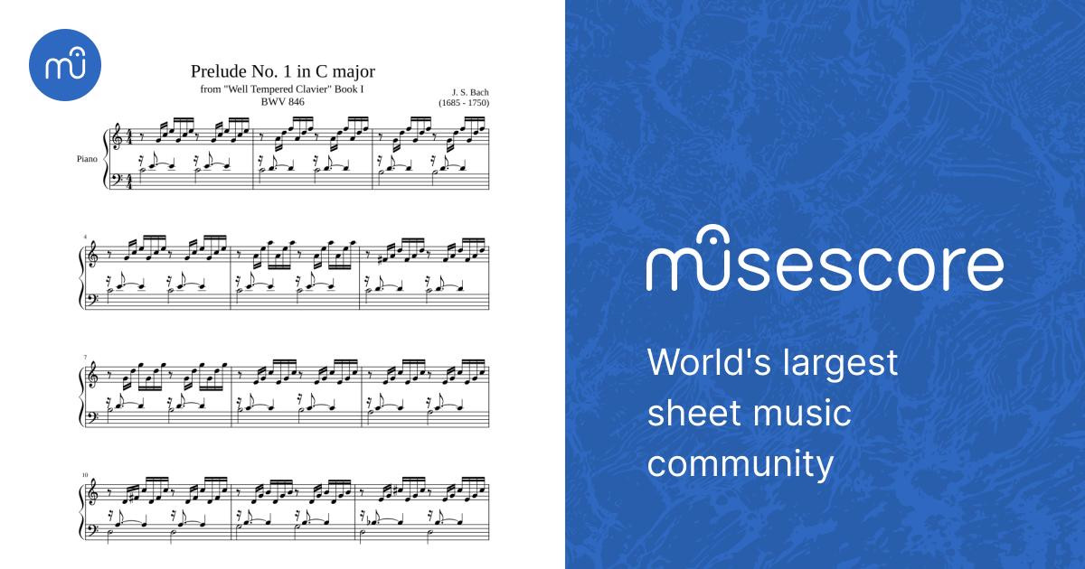 Prelude No. 1 in C Major – Bach Sheet Music for Piano (Solo) Easy ...