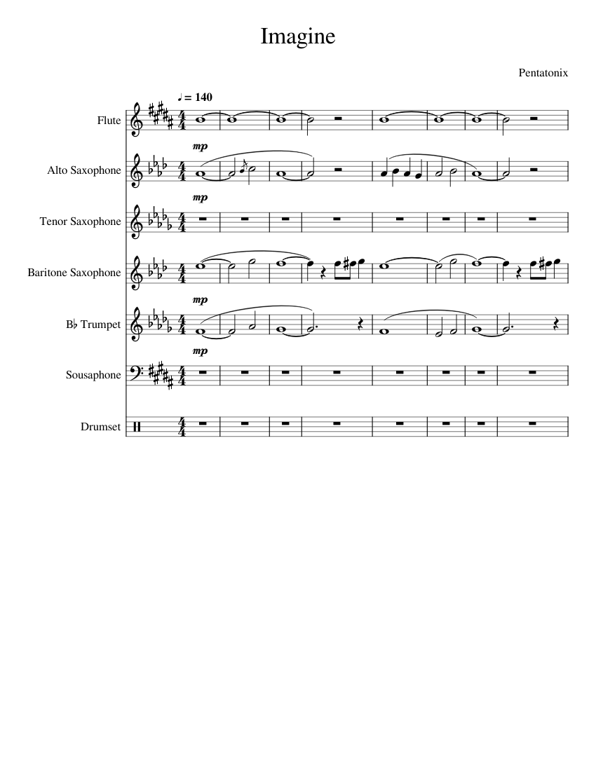 Imagine Sheet music for Flute, Saxophone alto, Saxophone tenor ...