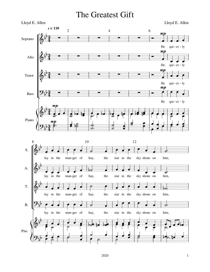 The Greatest Gift Sheet Music for Piano, Soprano, Alto, Tenor & more ...