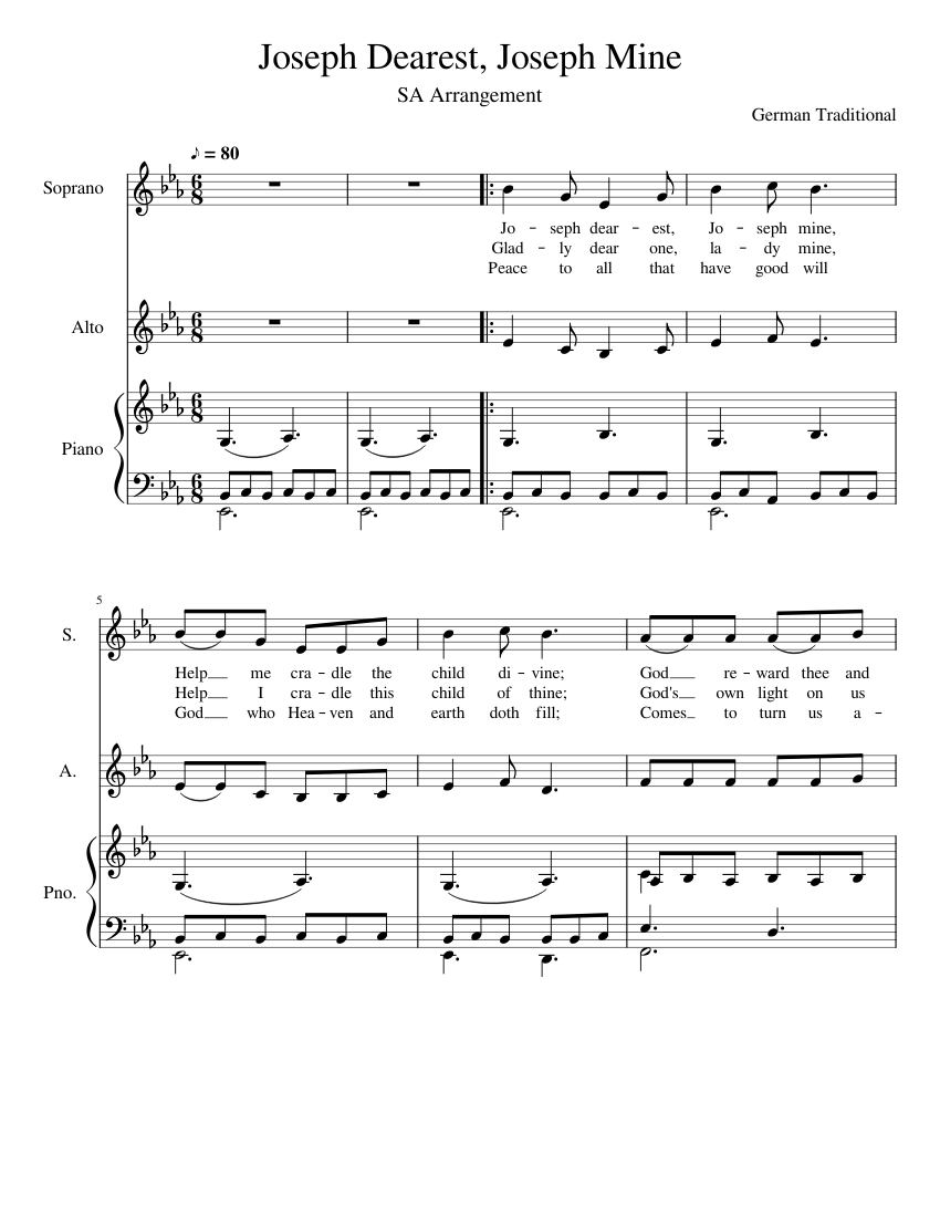 Joseph Dearest Joseph Mine Sheet Music for Piano, Soprano, Alto (Mixed ...