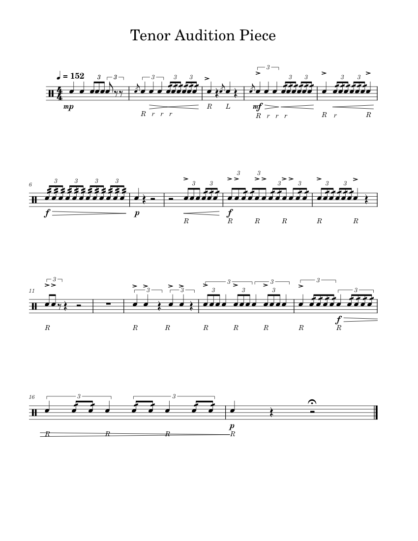 Tenor Audition Piece beat Sheet music for Tenor drum (Solo) | Musescore.com