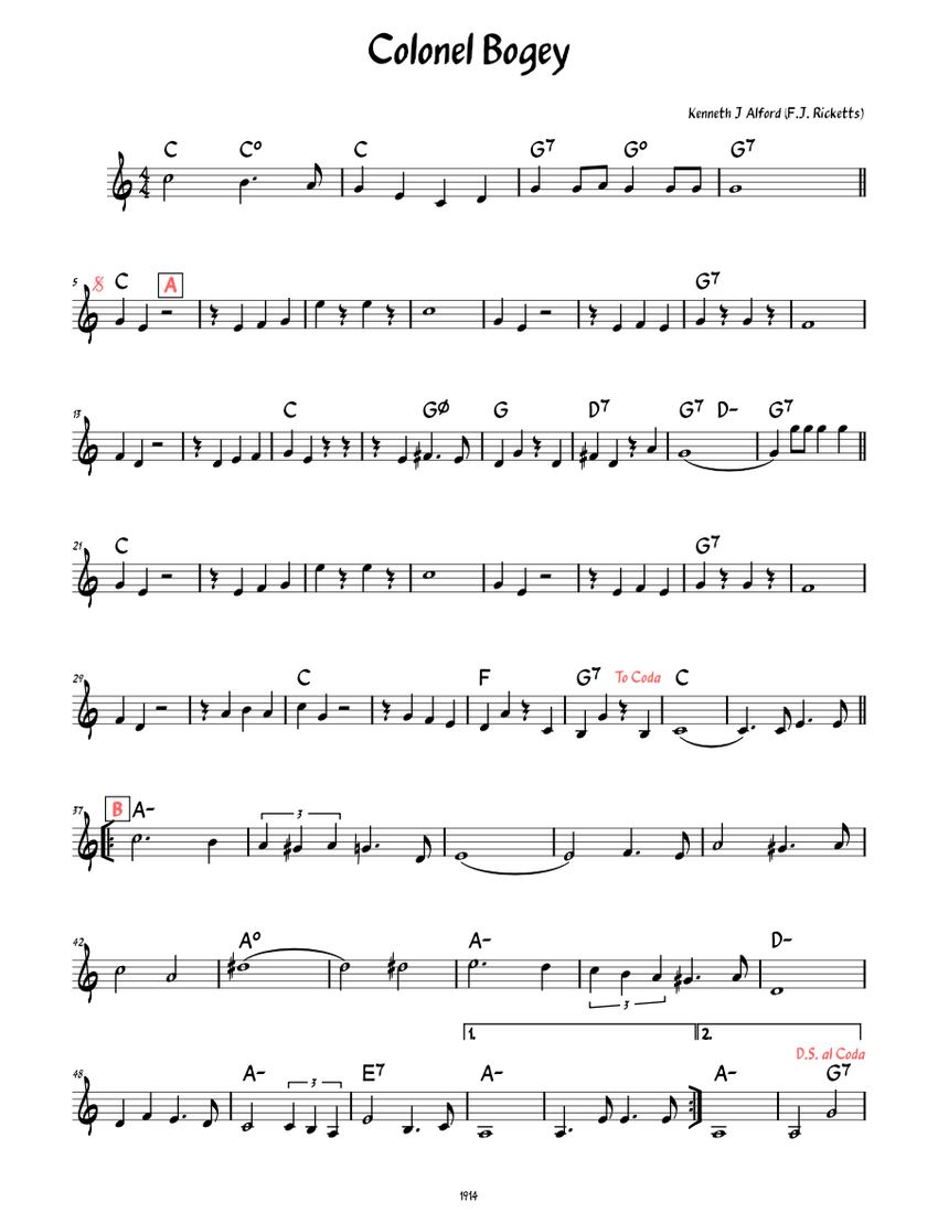 Colonel Bogey March (lead sheet) Sheet music for Piano (Solo ...