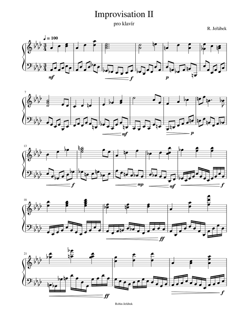 Improvisation II. - R. Jeřábek Sheet music for Piano (Solo) | Musescore.com