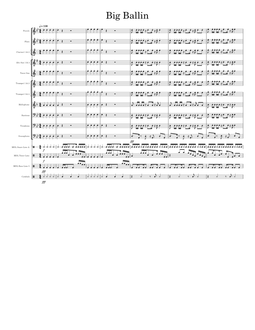 Big Ballin' – Big Tymers Sheet music for Trombone, Tuba, Flute piccolo ...