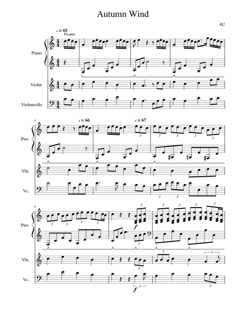 Autumn Wind Sheet music for Piano, Violin, Cello (Piano Trio ...
