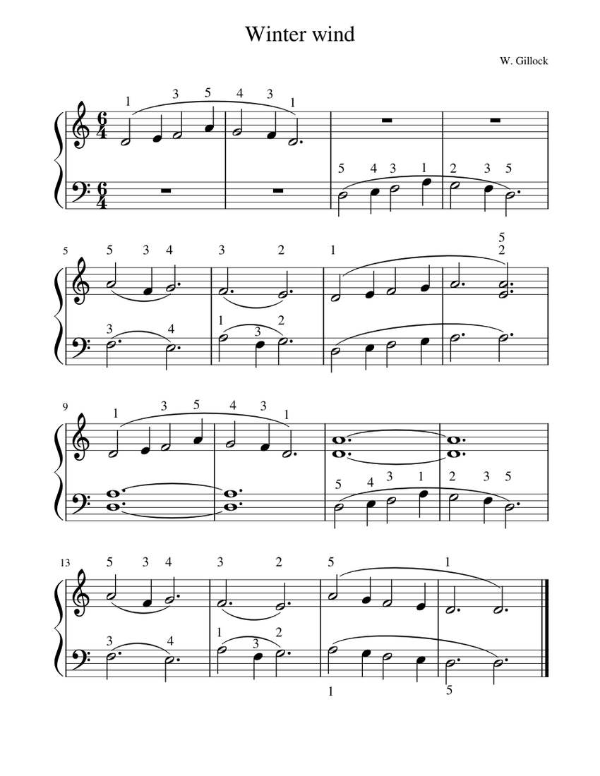 12 Winter wind Sheet Music for Piano (Solo) easy | MuseScore.com