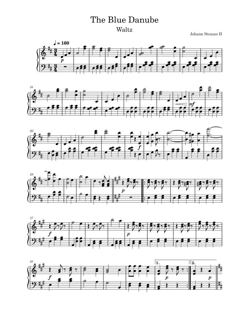 The Blue Danube Op. 314 – Johann Strauss Jr. The Blue Danube Sheet ...
