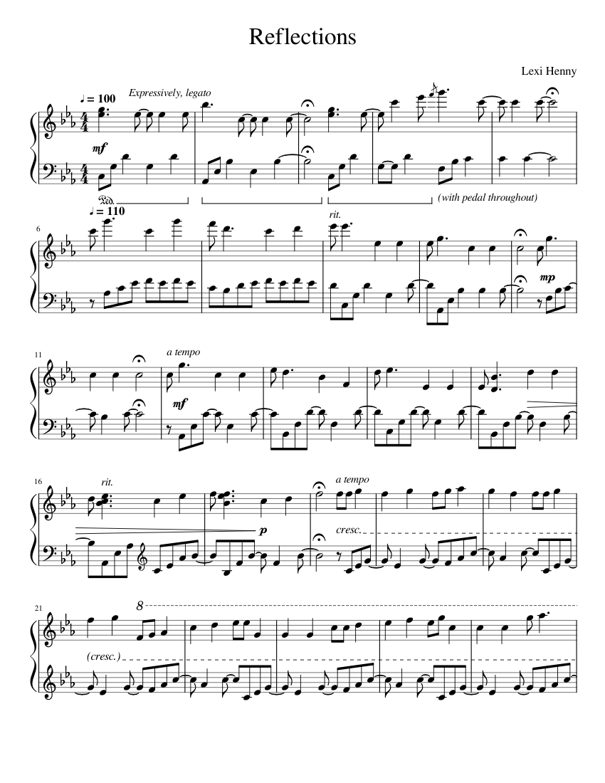 Reflections Sheet music for Piano (Solo) Easy | Musescore.com