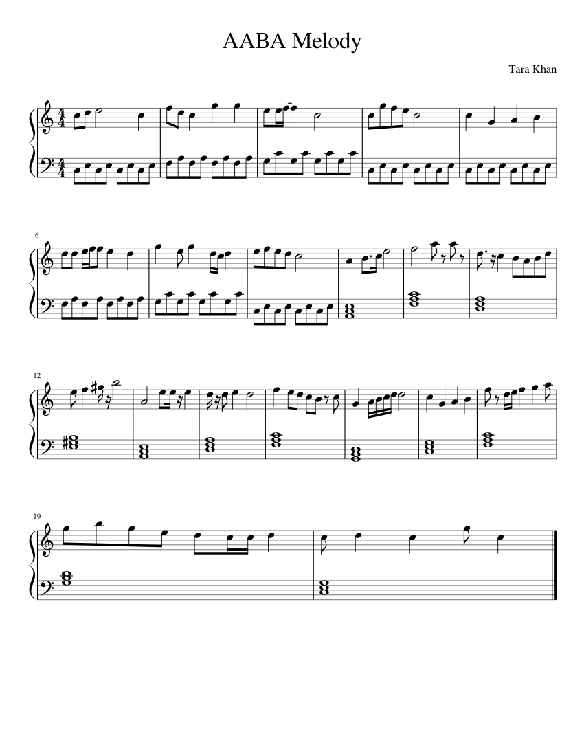AABA Melody Sheet music for Piano (Solo) Easy | Musescore.com