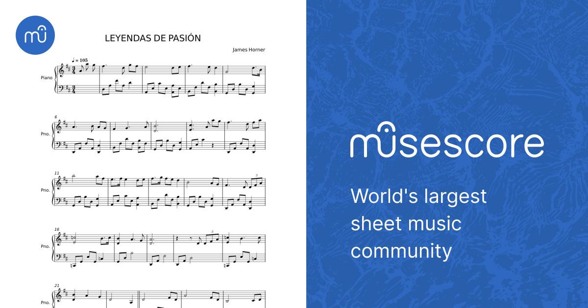 Leyendas De Pasión - James Horner Sheet Music for Piano (Piano Duo ...