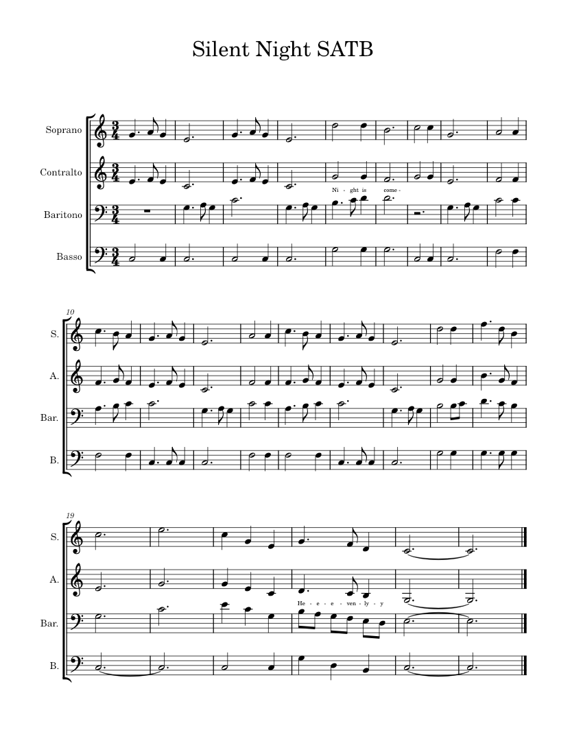 Silent night – Misc Christmas Silent Night SATB Sheet music for Soprano ...