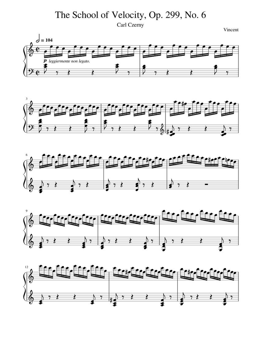 Czerny Original Op 299 No 6 Sheet Music For Piano Solo Musescore