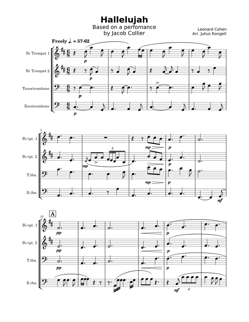 Hallelujah - Jacob Collier Sheet music for Trombone tenor, Trombone ...