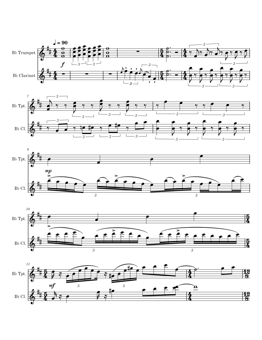 WIP2 Sheet music for Clarinet in b-flat, Trumpet in b-flat (Mixed Duet) | Musescore.com