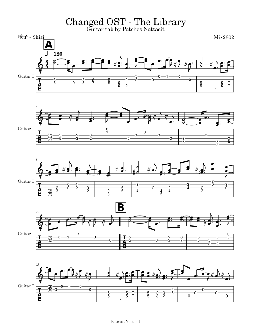Changed OST - The Library Sheet Music for Guitar (Solo) | MuseScore.com